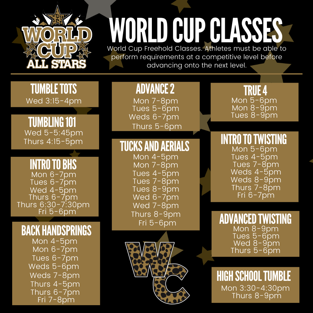 Class Schedule « World Cup All Stars